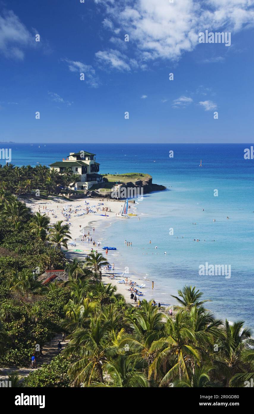 View along sandy beach to Villa Dupont, Varadero, Matanzas, Cuba, West ...