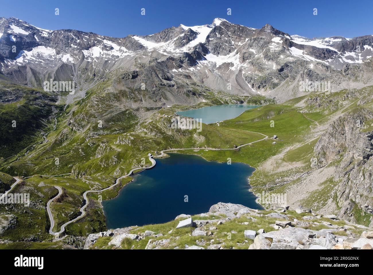 Lago Agnel and Lago Serru, Gran Paradiso National Park, Piemonte, Italy ...