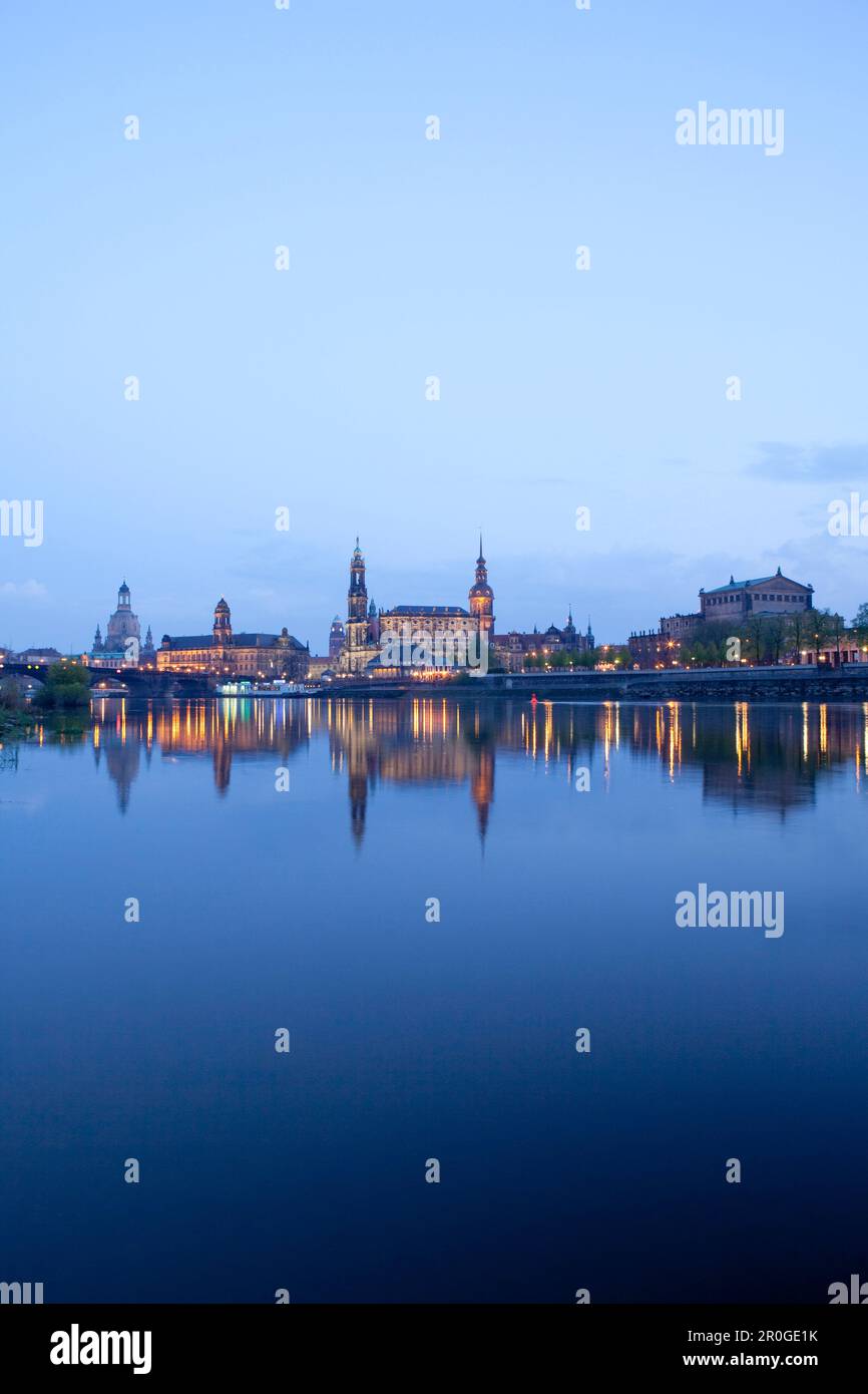 City view with Elbe River, Augustus Bridge, Frauenkirche, Church of our ...