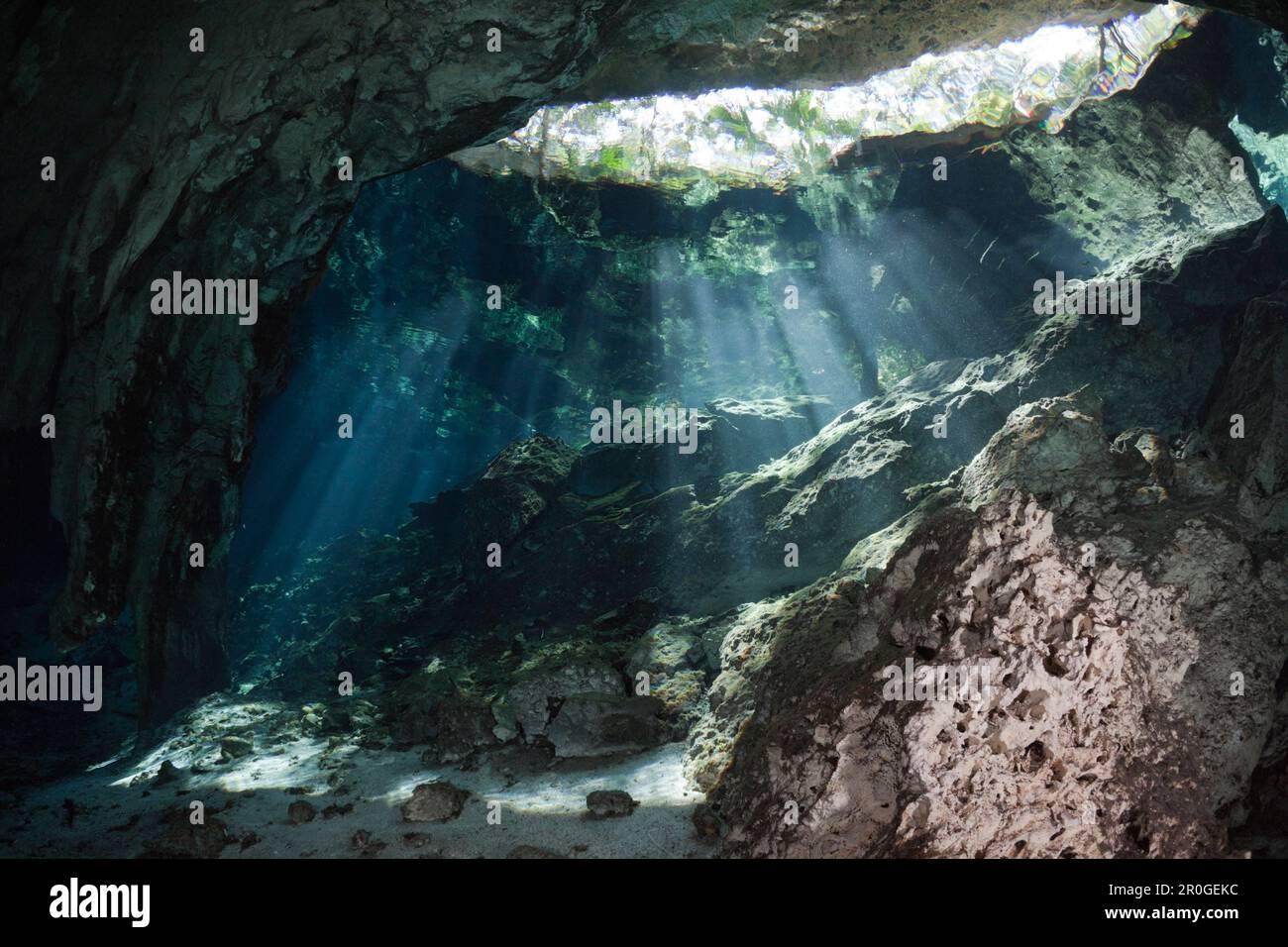 Light Beams in Gran Cenote, Tulum, Yucatan Peninsula, Mexico Stock ...