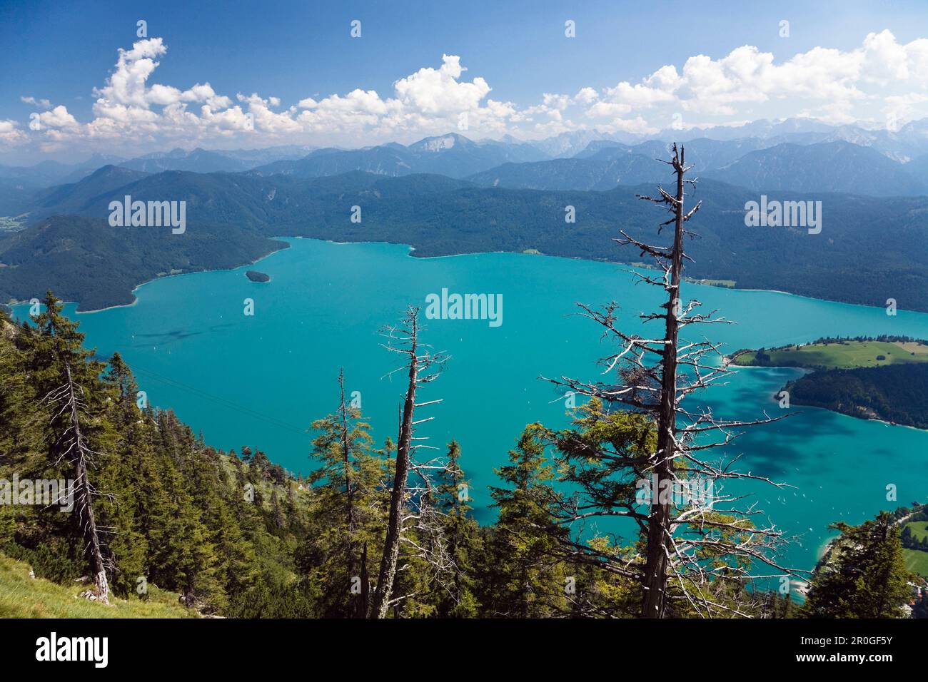 View from Herzogstand over lake Walchensee, Upper Bavaria, Germany ...