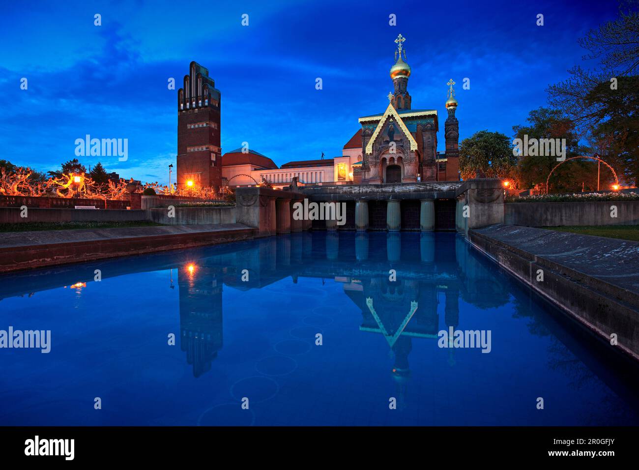 Mathildenhoehe with wedding tower architect hi-res stock photography ...