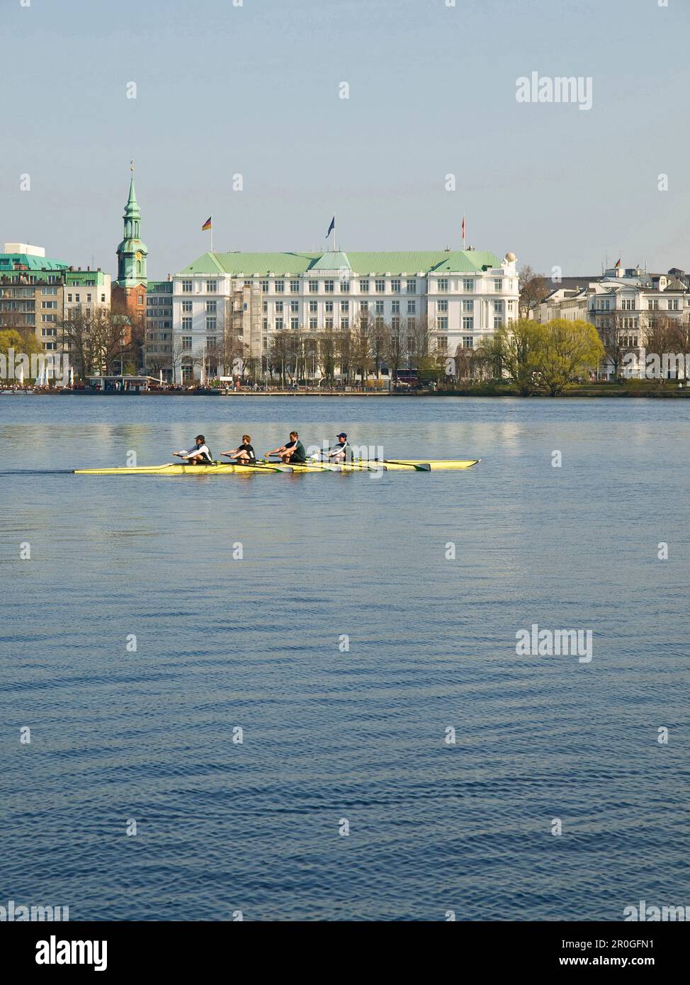 View over Alster River to Atlantic Hotel, Hamburg, Germany Stock Photo ...