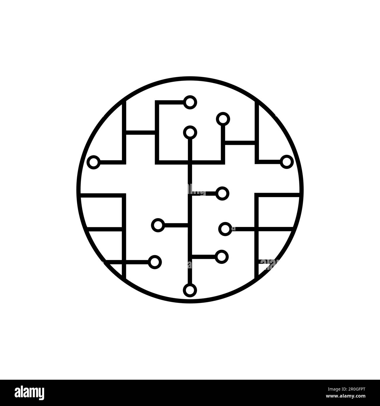 Circuit board icon. Technology scheme circles sign symbols. Vector ...