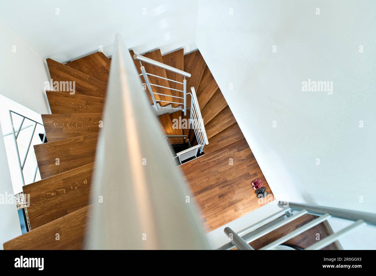Perspective and plan view of a spiral staircase that hi-res stock ...