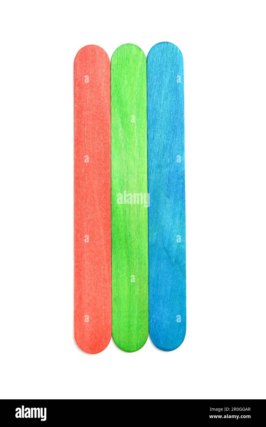 Colorful ice cream sticks on white background Stock Photo - Alamy