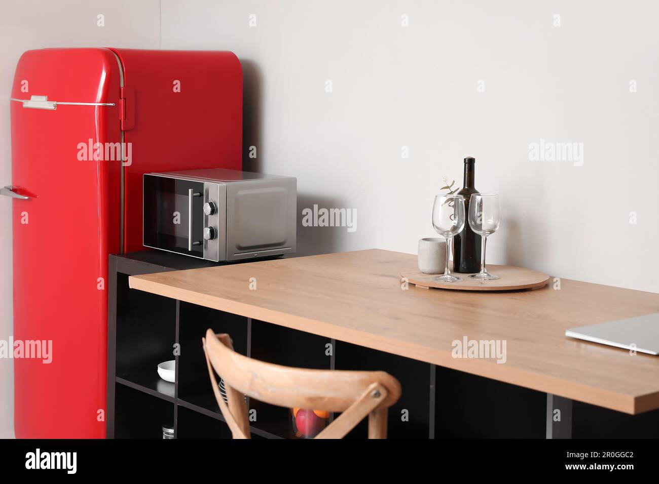 Interior of modern kitchen with stylish refrigerator Stock Photo - Alamy