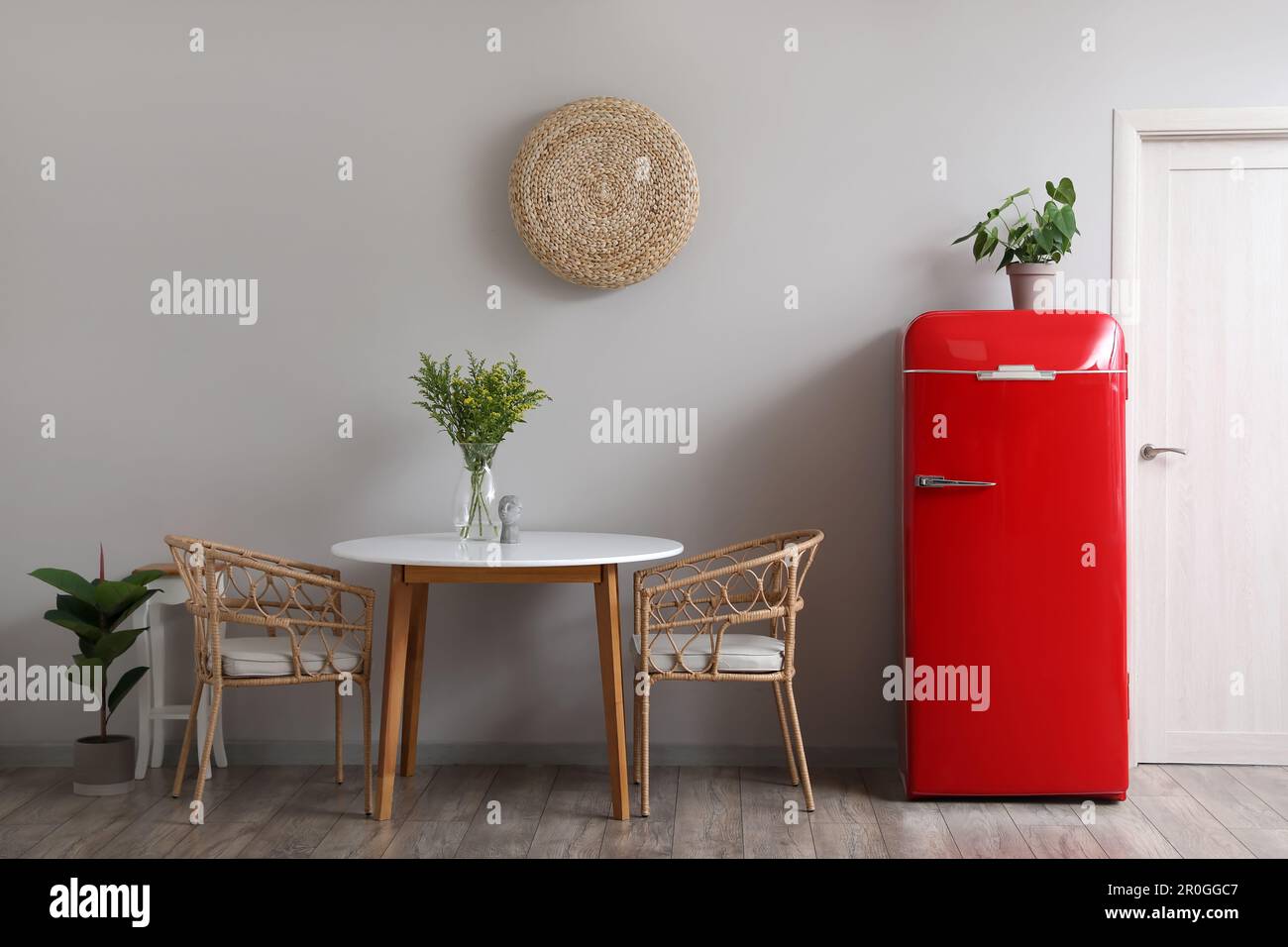 Interior of modern kitchen with stylish refrigerator Stock Photo - Alamy