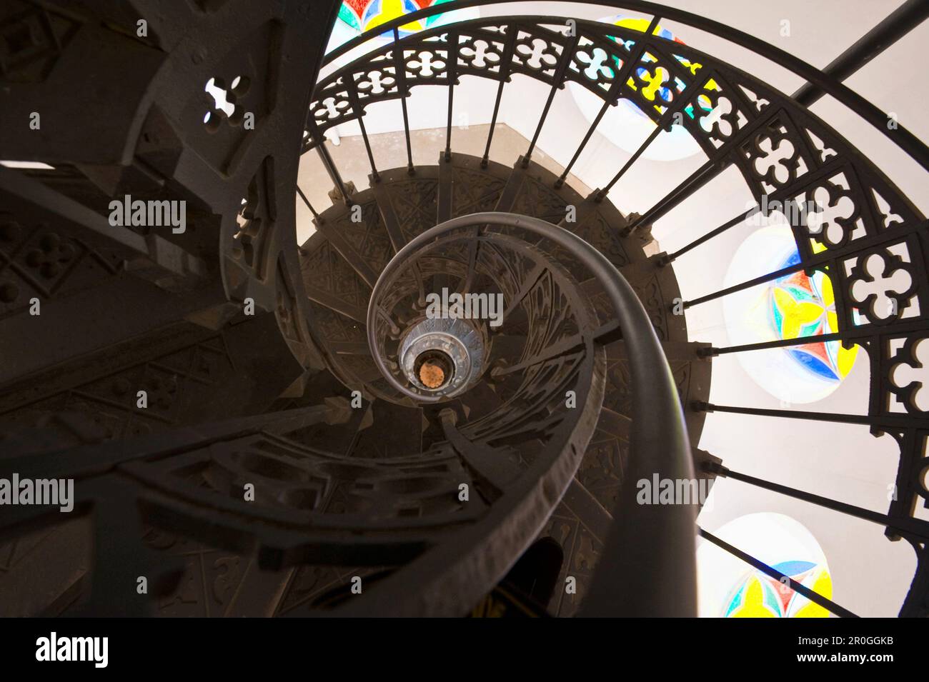 Spiral staircase in Hessenstein observation tower, Gut Panker, Ostsee ...