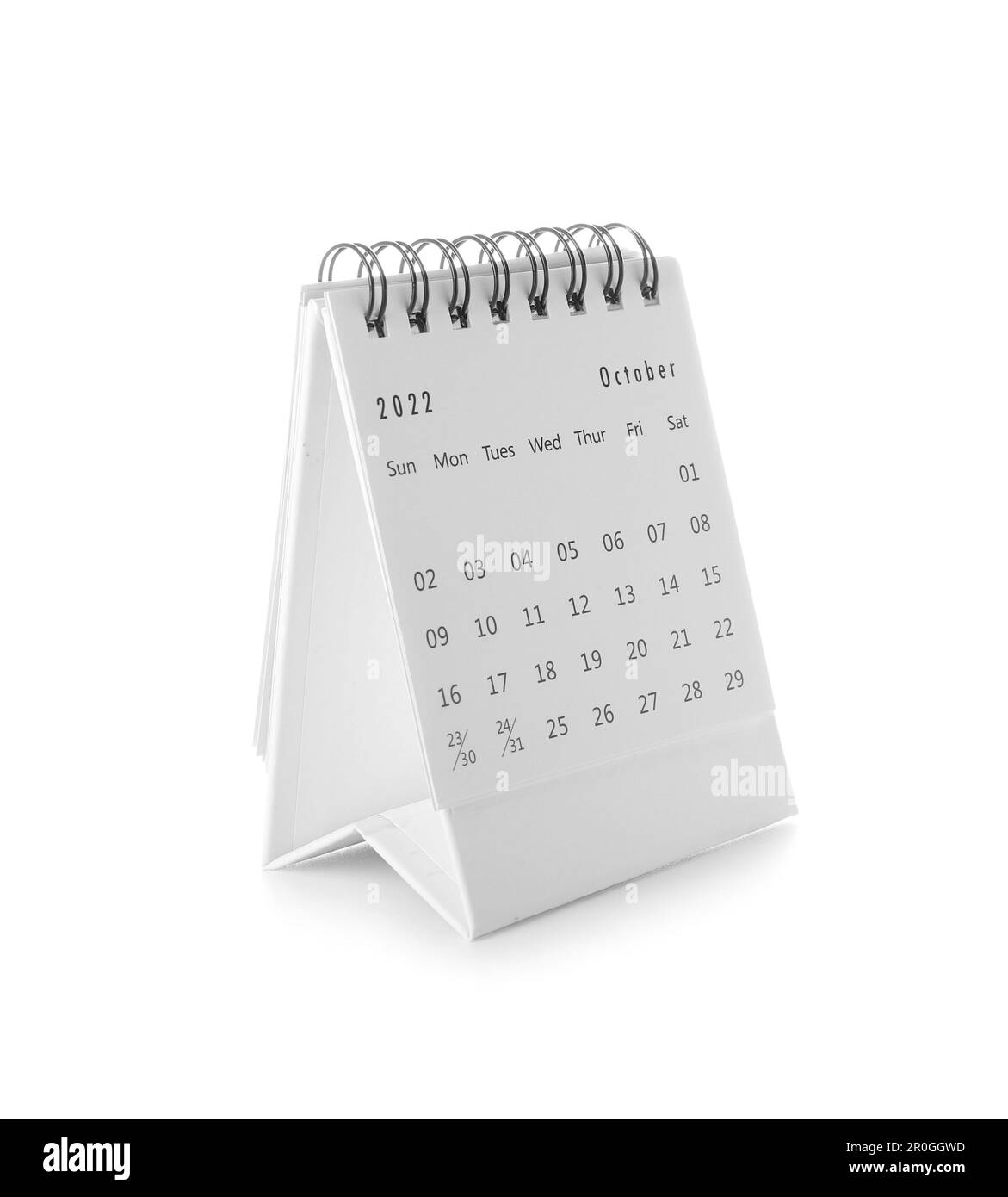 Flip calendar for October on white background Stock Photo - Alamy