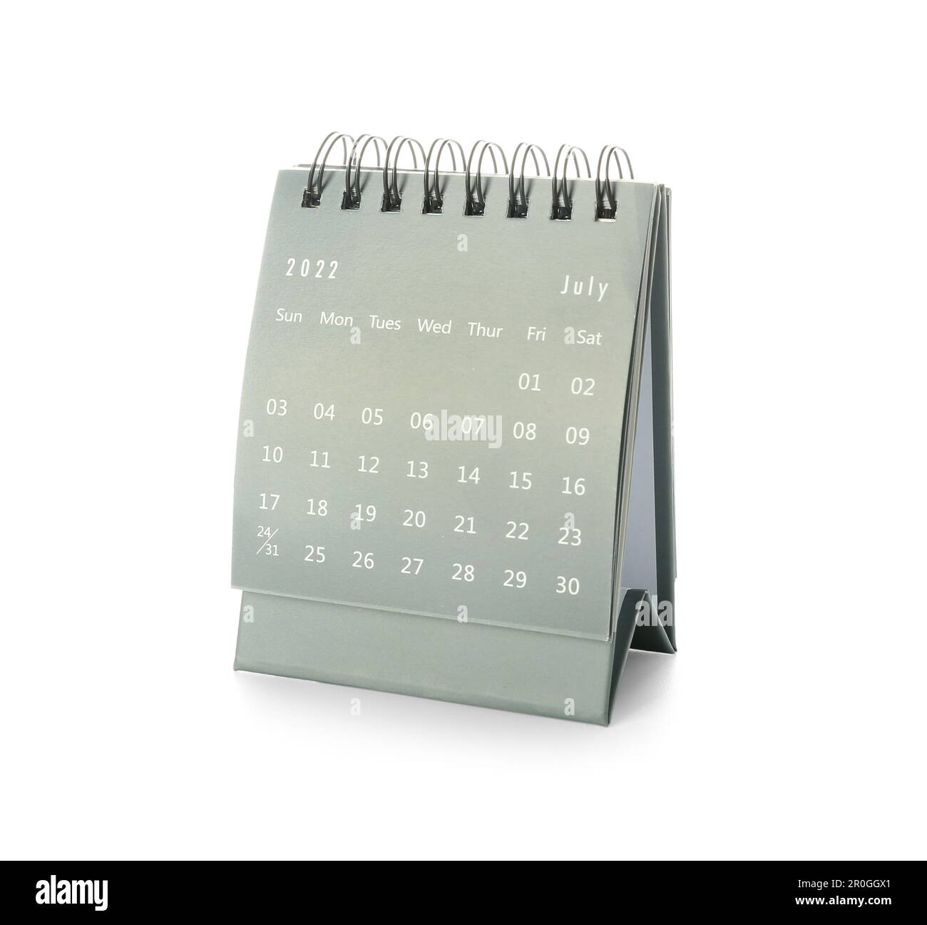 Flip calendar for July on white background Stock Photo - Alamy