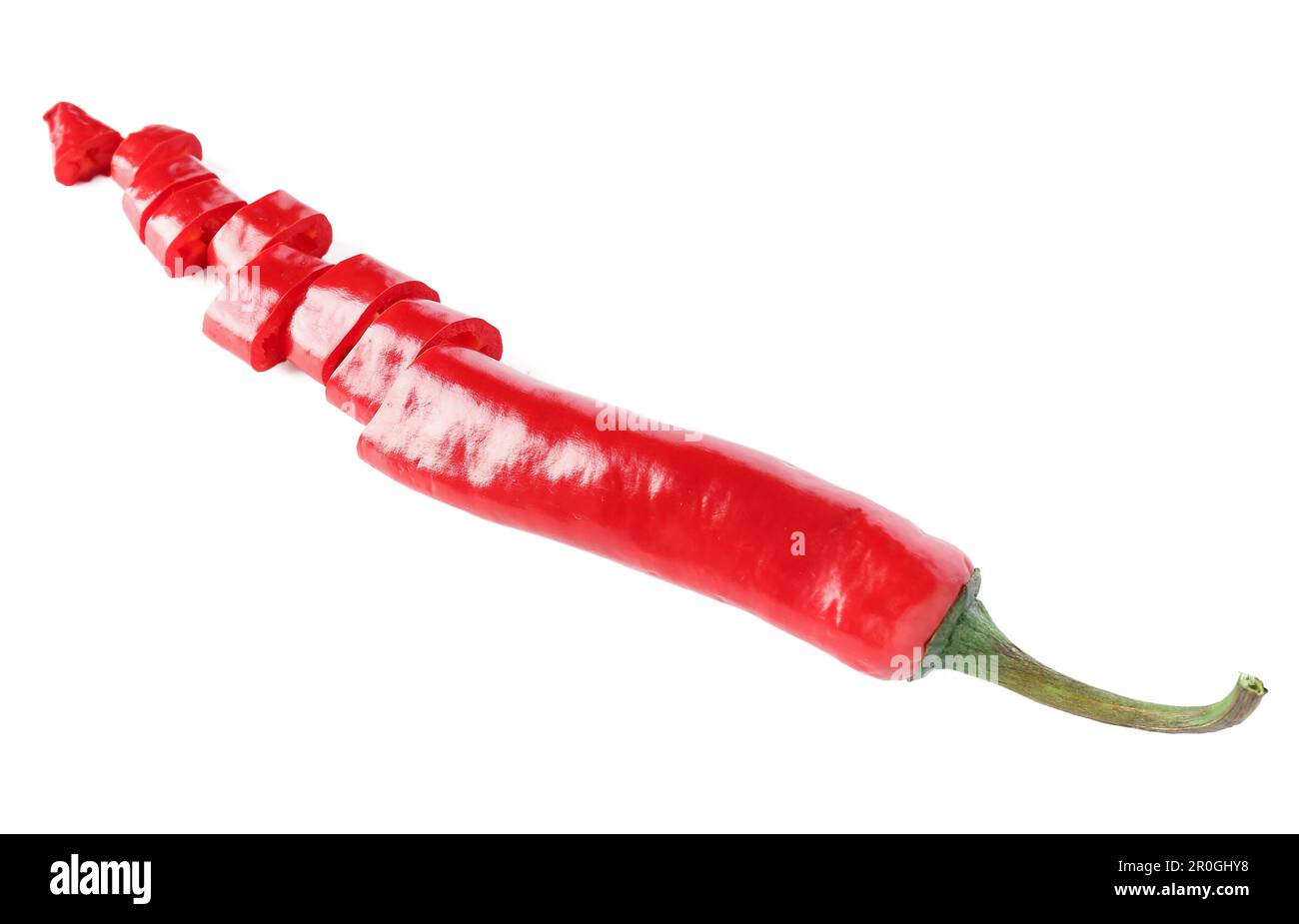 Sliced fresh chili pepper on white background Stock Photo - Alamy