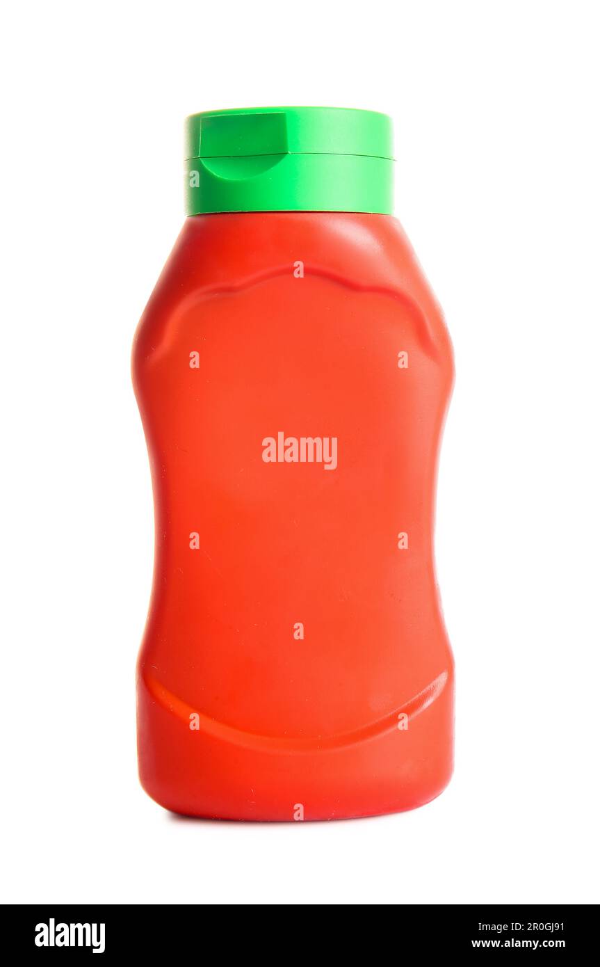 Plastic bottle of ketchup on white background Stock Photo - Alamy