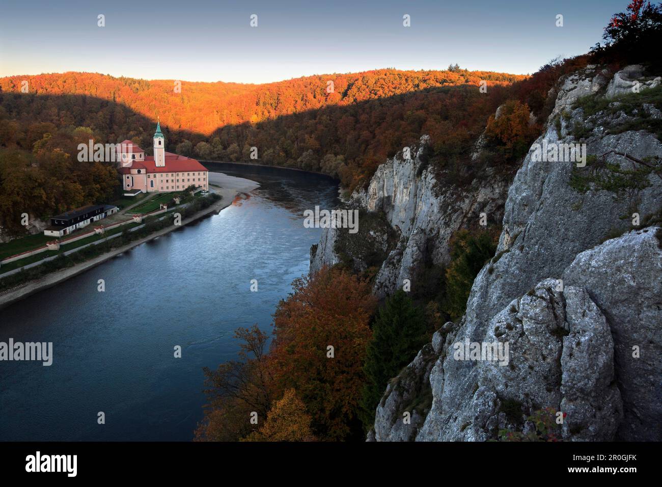 View to Danube narrow and Weltenburg monastery, Bavaria, Germany Stock ...