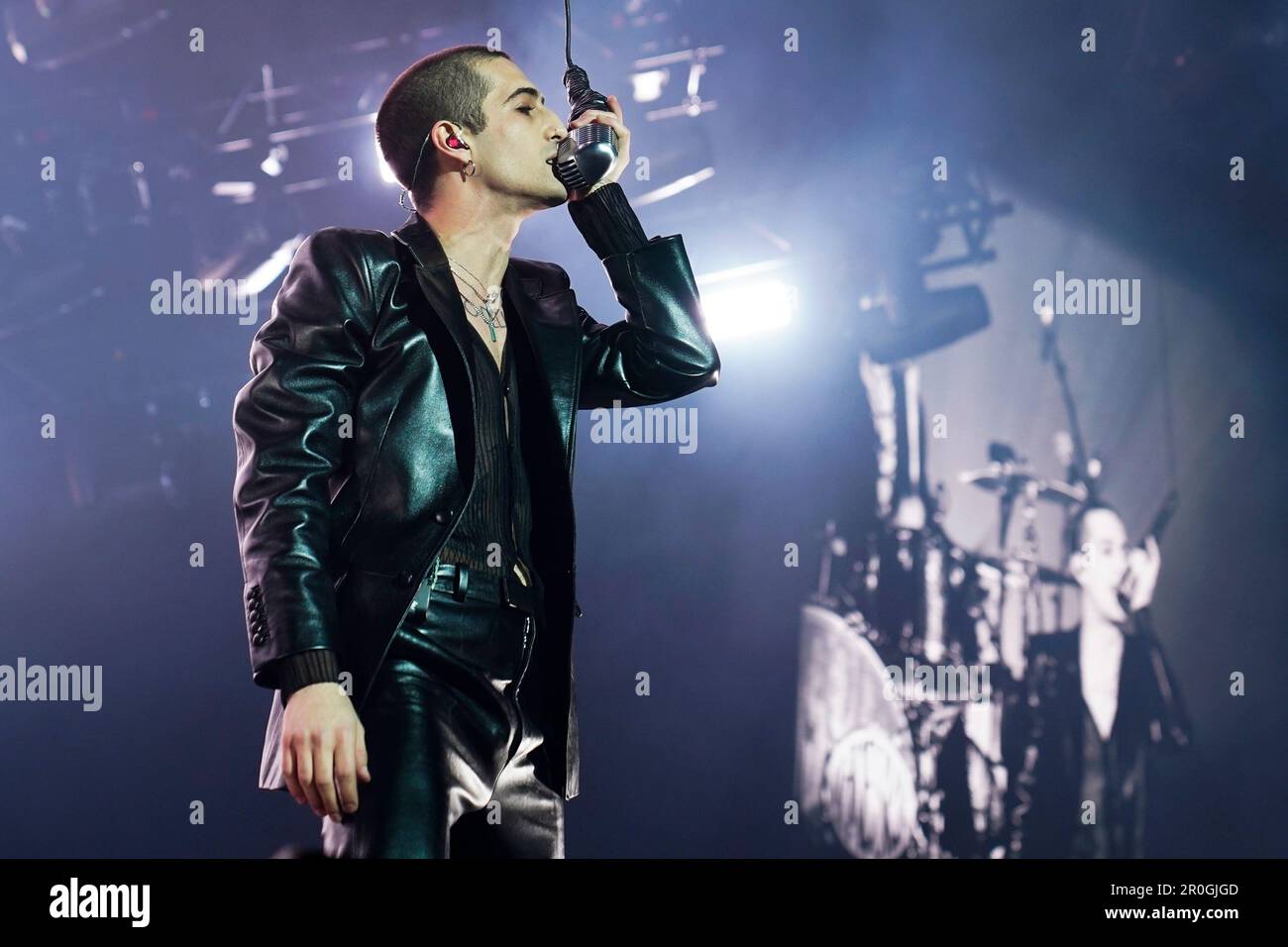 Damiano David of Maneskin performs on stage at the O2 Arena in London ...