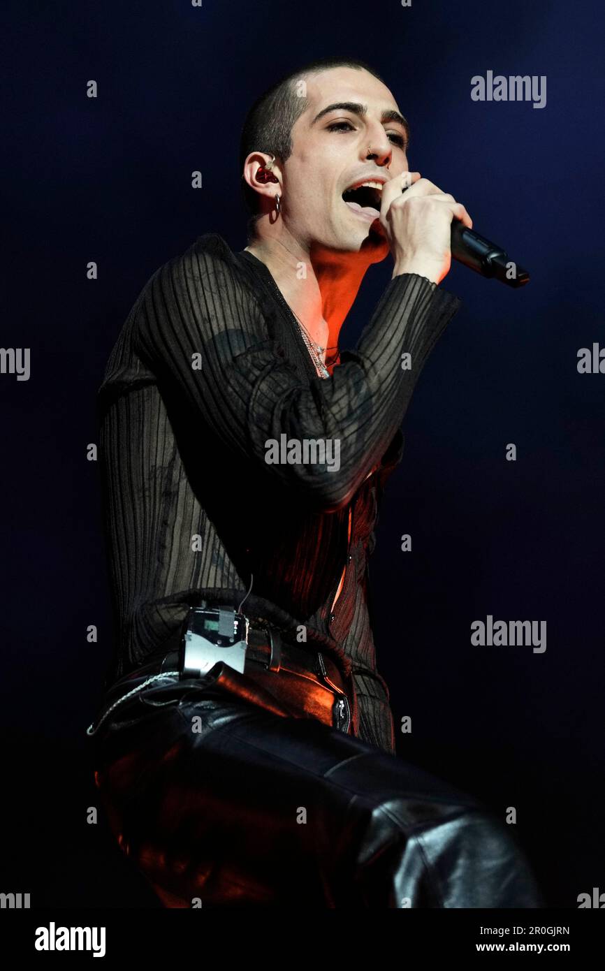 Damiano David of Maneskin performs on stage at the O2 Arena in London ...