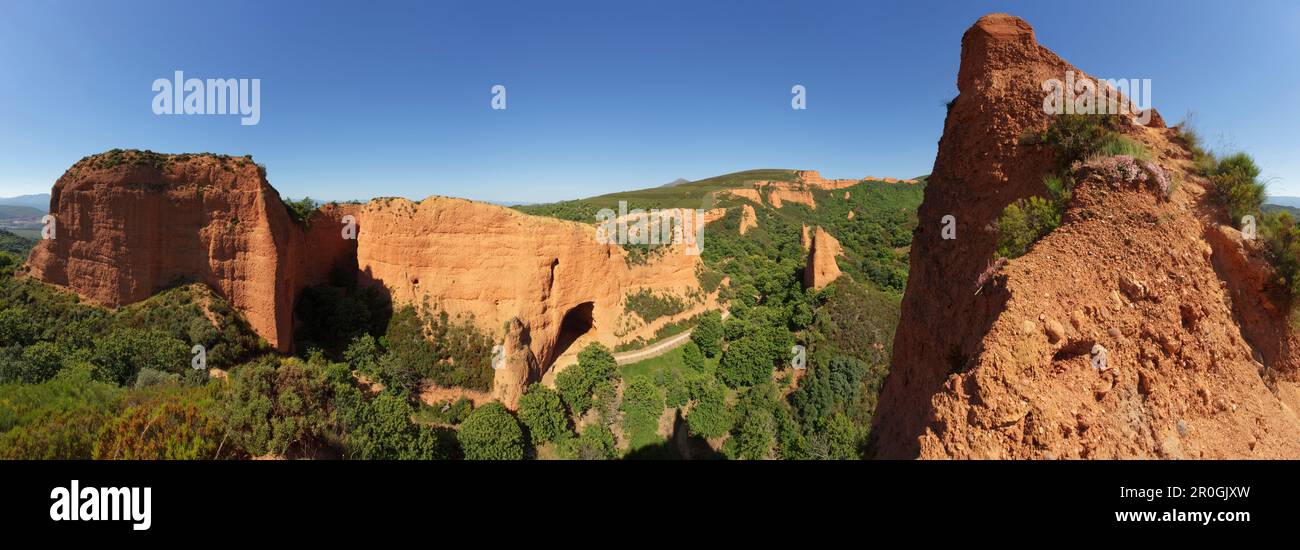 Las Medulas, Roman gold mines under blue sky, Province of Leon, Old ...
