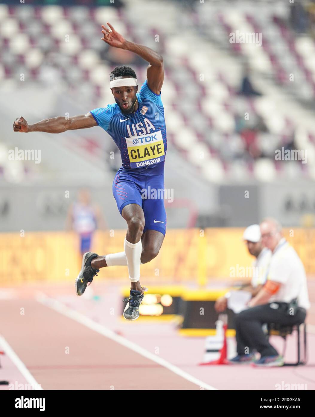 Will Claye in the triple jump at the Doha 2019 World Athletics ...