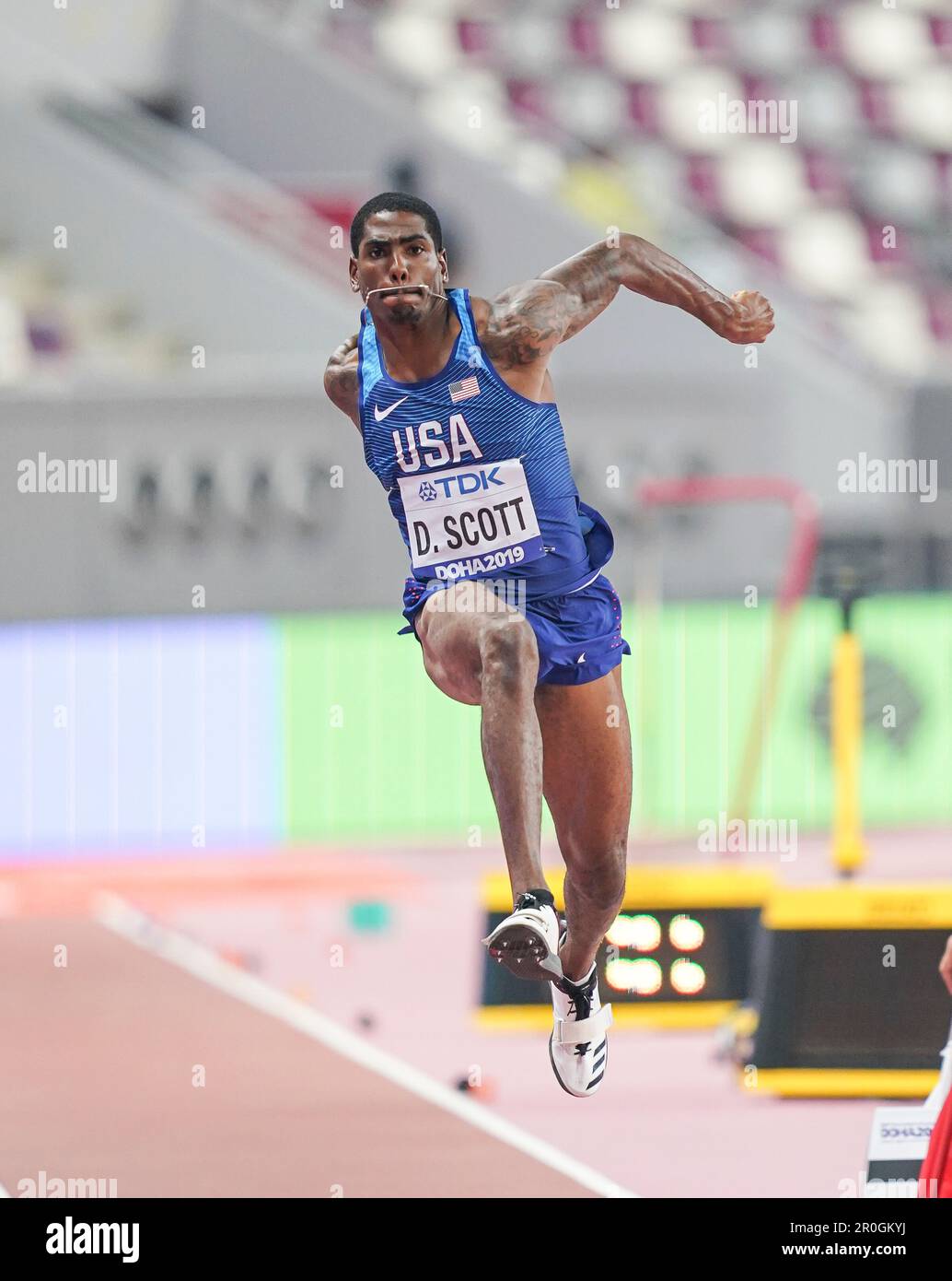 Donald Scott in the triple jump at the Doha 2019 World Athletics ...