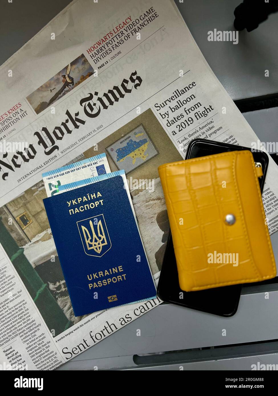 Ukrainian Refugee Passpart, money euro, popular newspaper The New The ...