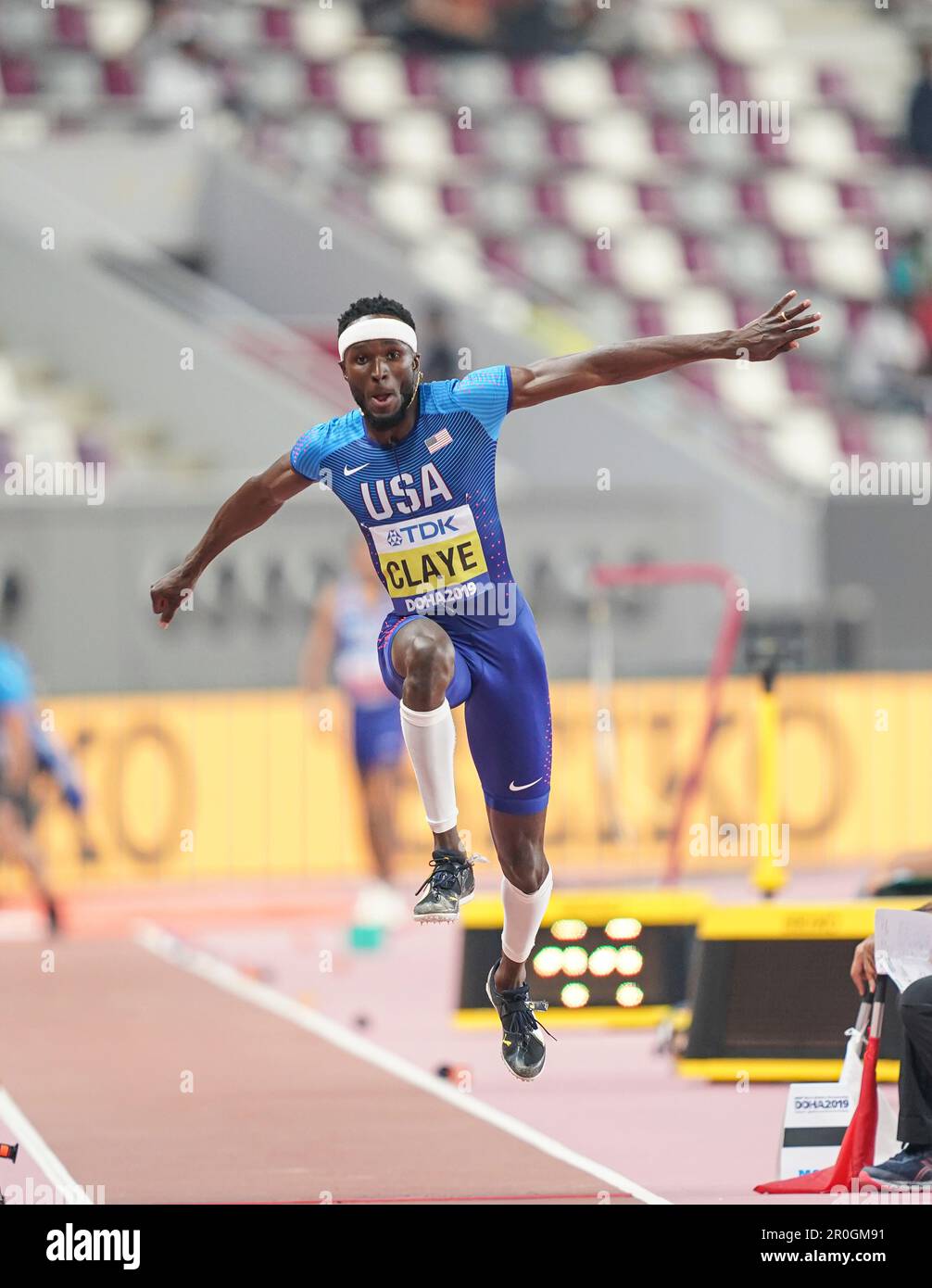 Will Claye in the triple jump at the Doha 2019 World Athletics ...