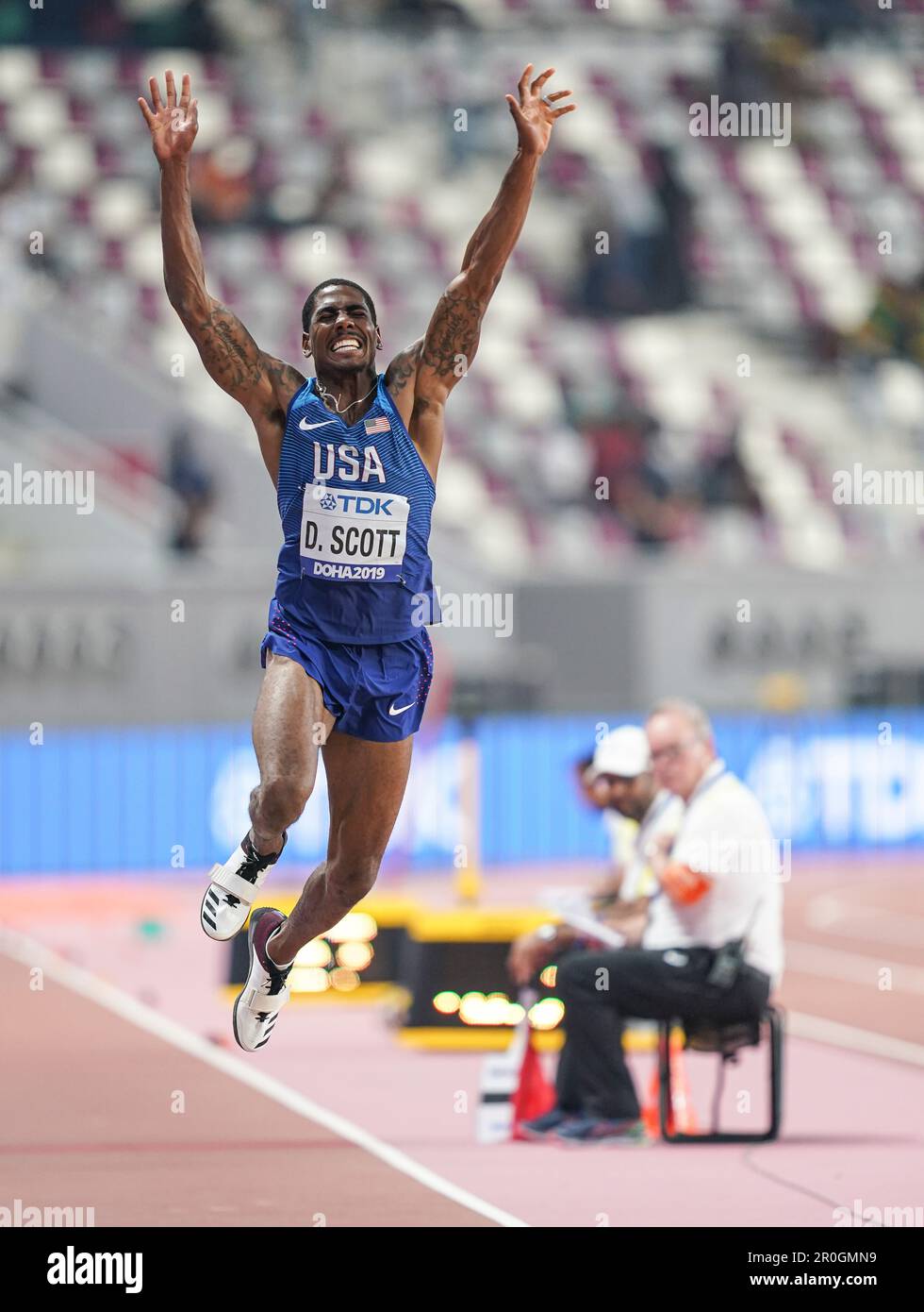 Donald Scott in the triple jump at the Doha 2019 World Athletics ...