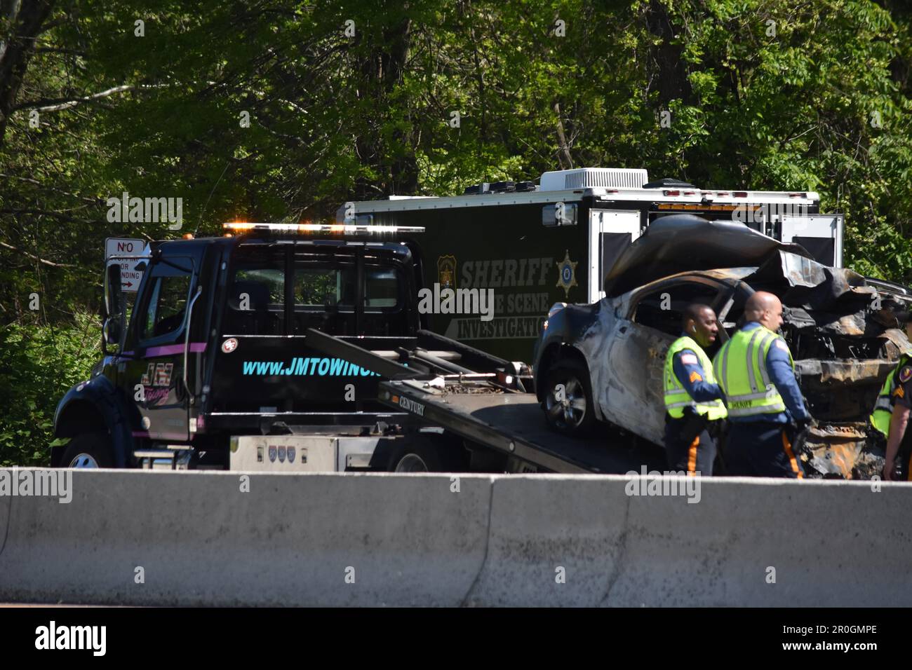 Crime Scene Investigation unit at the fatal crash site. A fatal crash ...