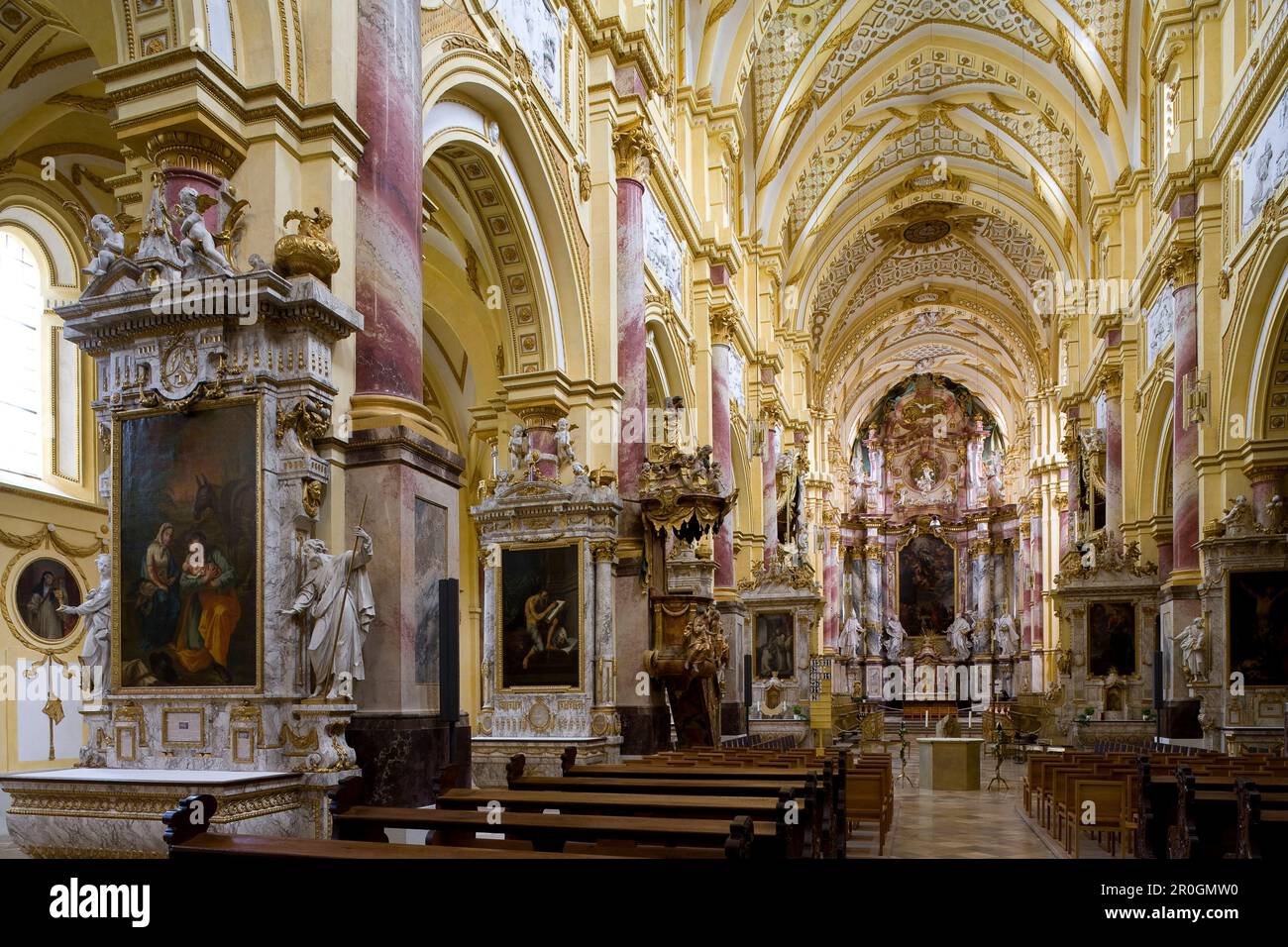 Central aisle of the Ebrach minster, a former cistercian monastery ...
