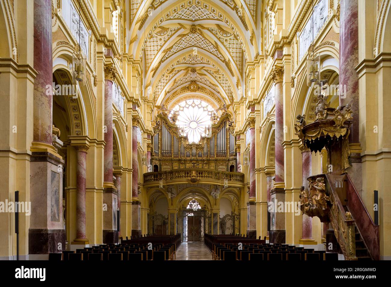 Central aisle of the Ebrach minster, a former cistercian monastery ...