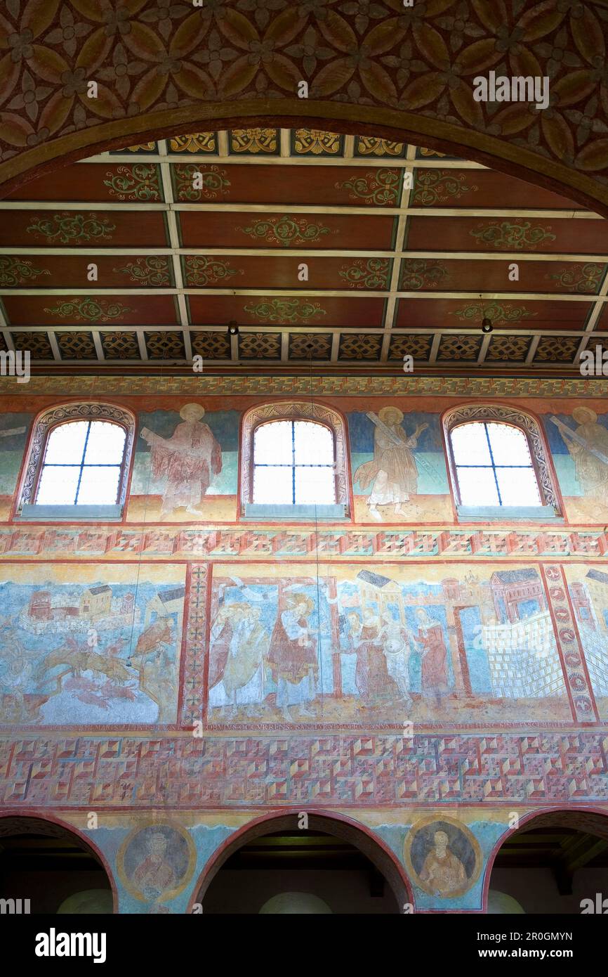Mural in the romanesque church of St. Georg, Reichenau-Oberzell ...