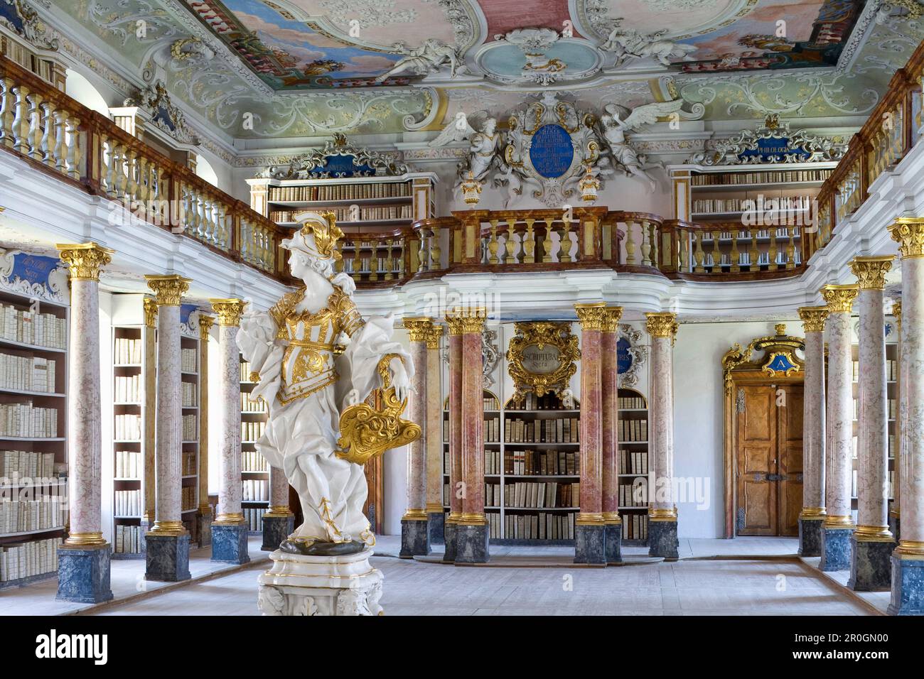 Statue at the old library, Ottobeuren Abbey, Ottobeuren, Bavaria ...