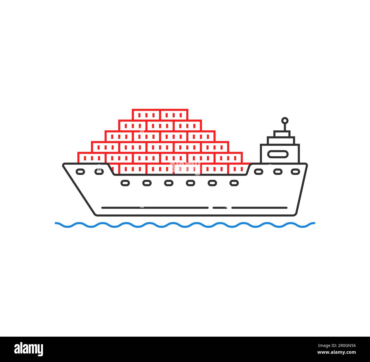 simple cargo ship with container on wave Stock Vector Image & Art - Alamy