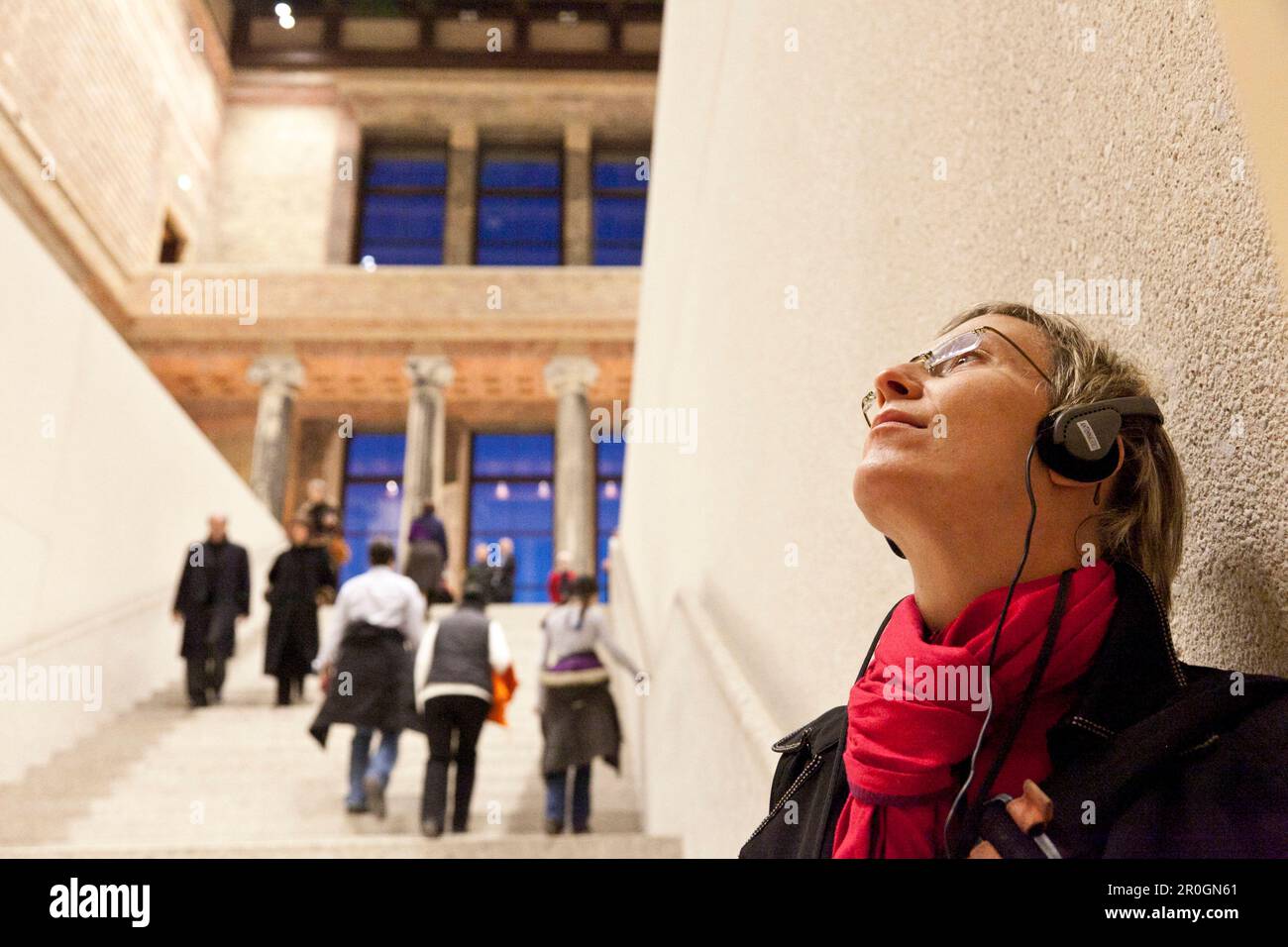 Visitor with audio guide inside of the Neues Museum (New Museum ...