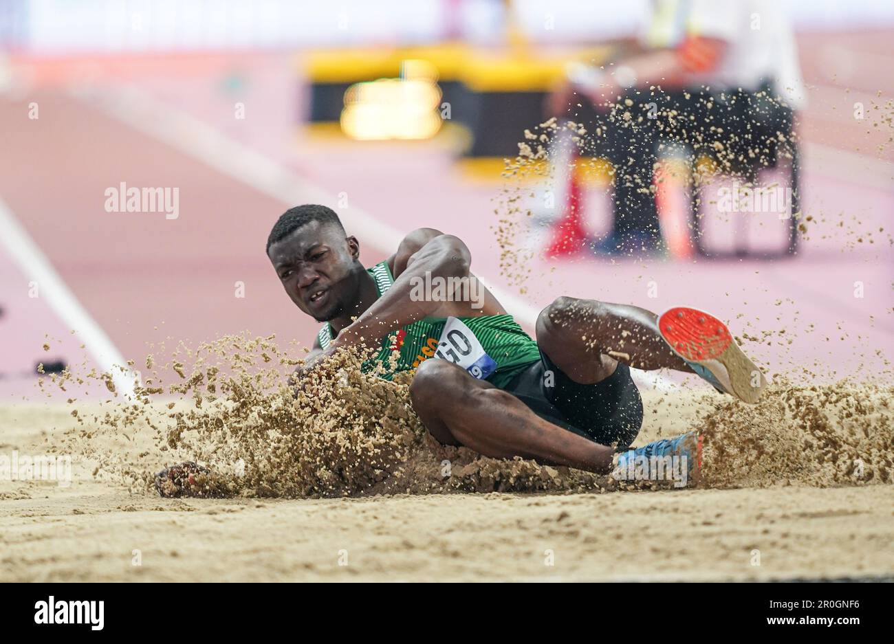 Hugues Fabrice Zango in the triple jump at the Doha 2019 World ...