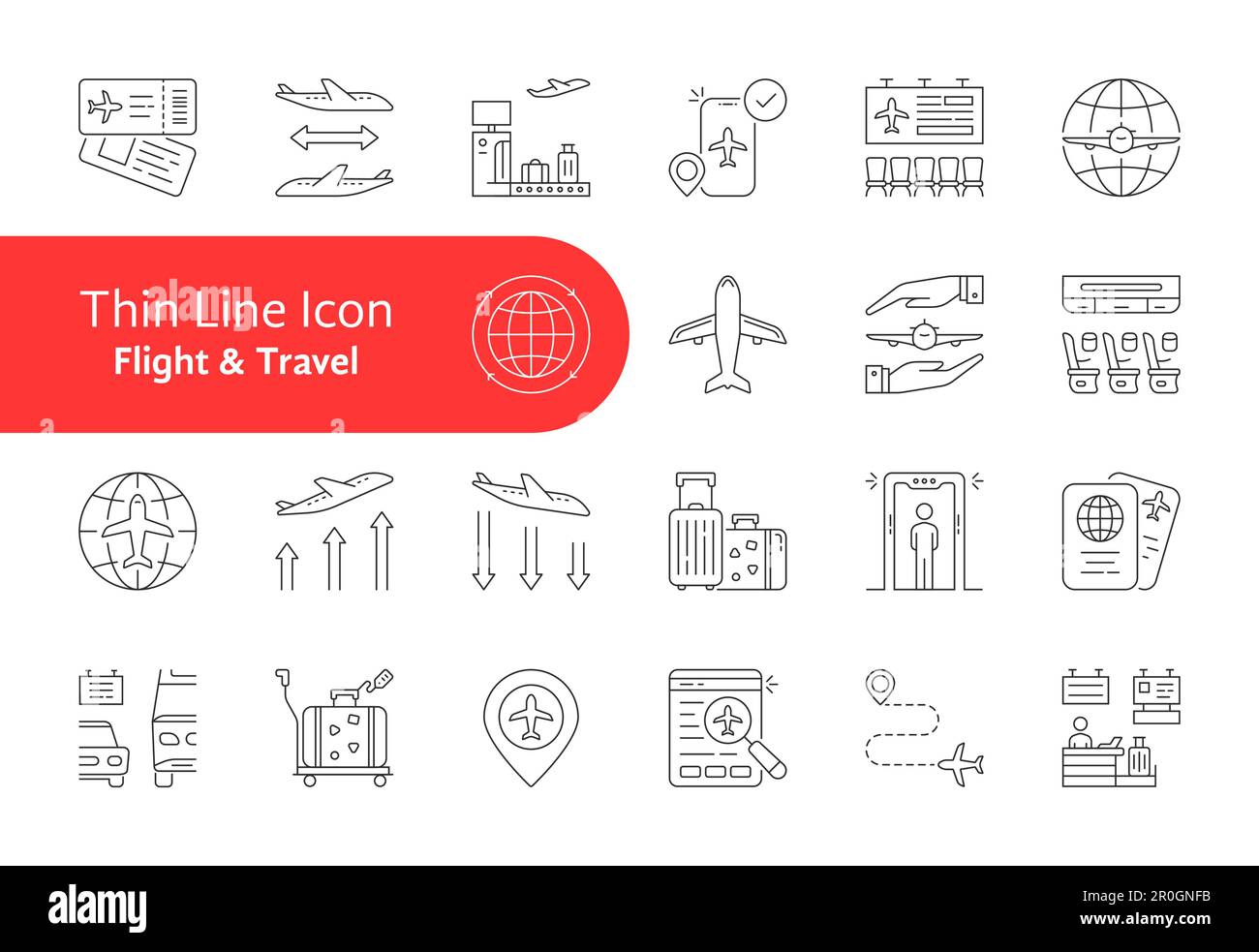 set of flight and travel lineart icon Stock Vector Image & Art - Alamy