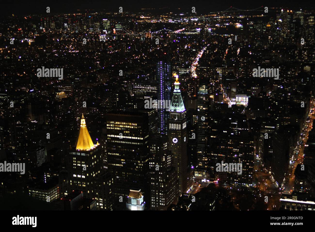 NEW YORK, USA - NOVEMBER 15, 2016 night time view from the Empire State ...