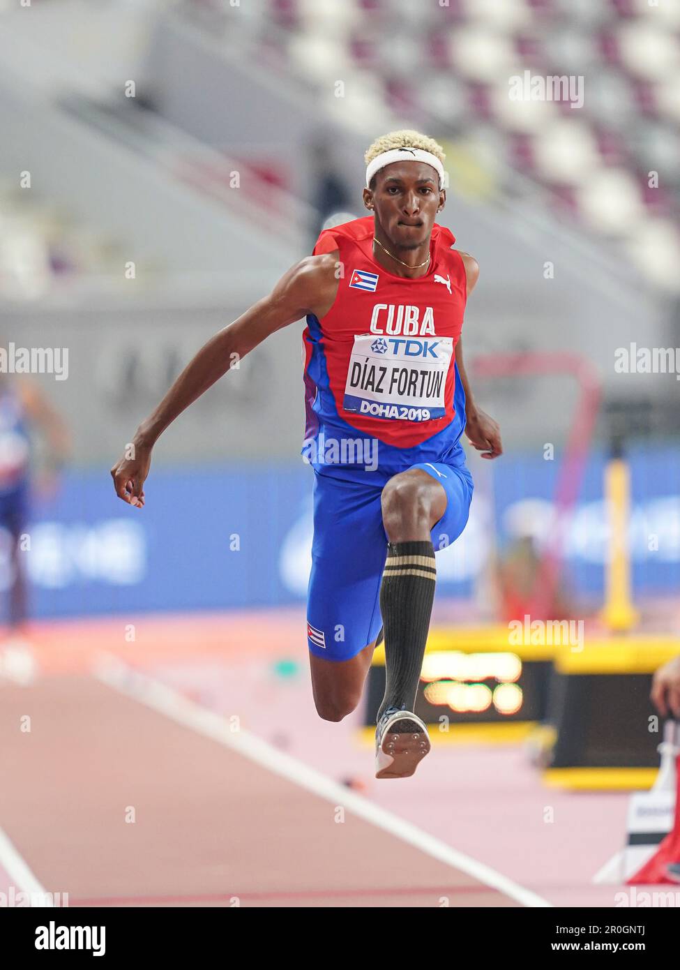 Jordan Alejandro Díaz Fortun in the triple jump at the Doha 2019 World ...