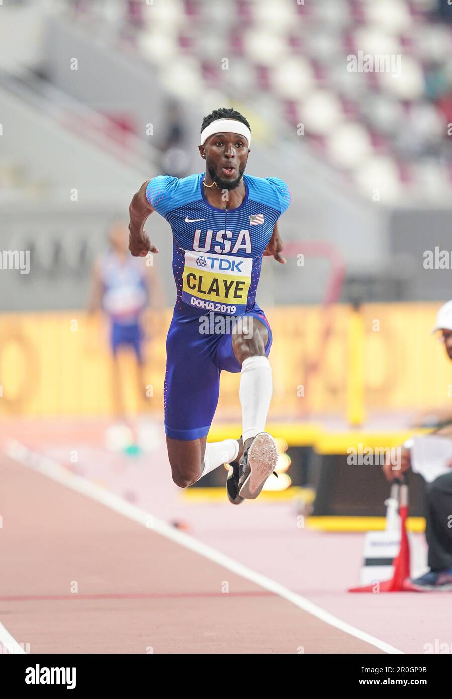 Will Claye in the triple jump at the Doha 2019 World Athletics Championships Stock Photo - Alamy