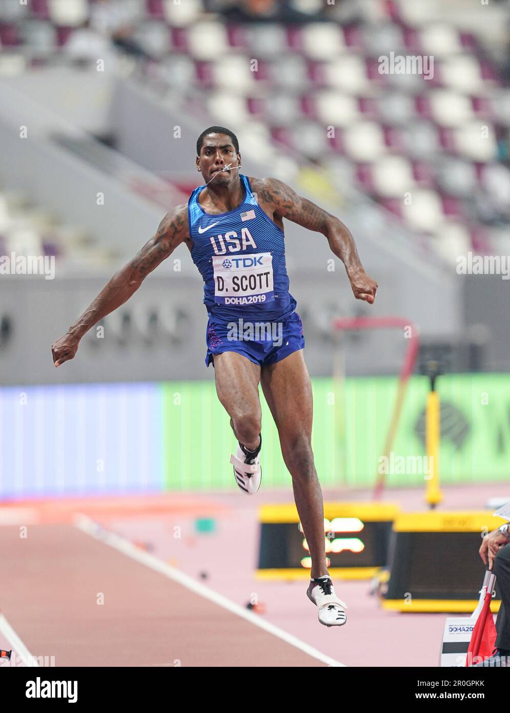 Donald Scott in the triple jump at the Doha 2019 World Athletics ...