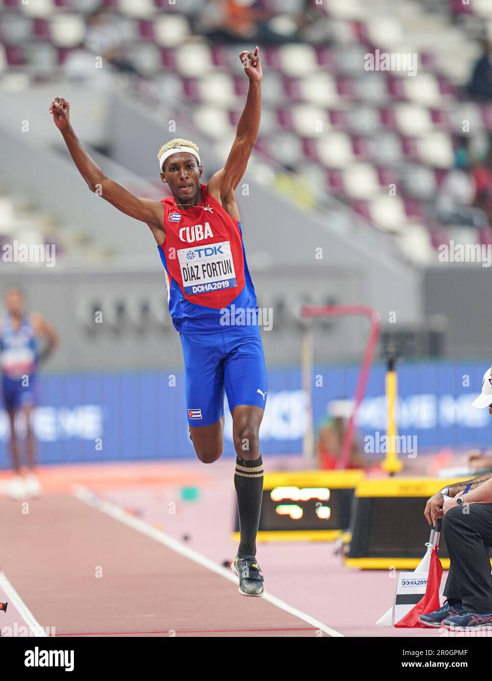 Jordan Alejandro Díaz Fortun in the triple jump at the Doha 2019 World ...