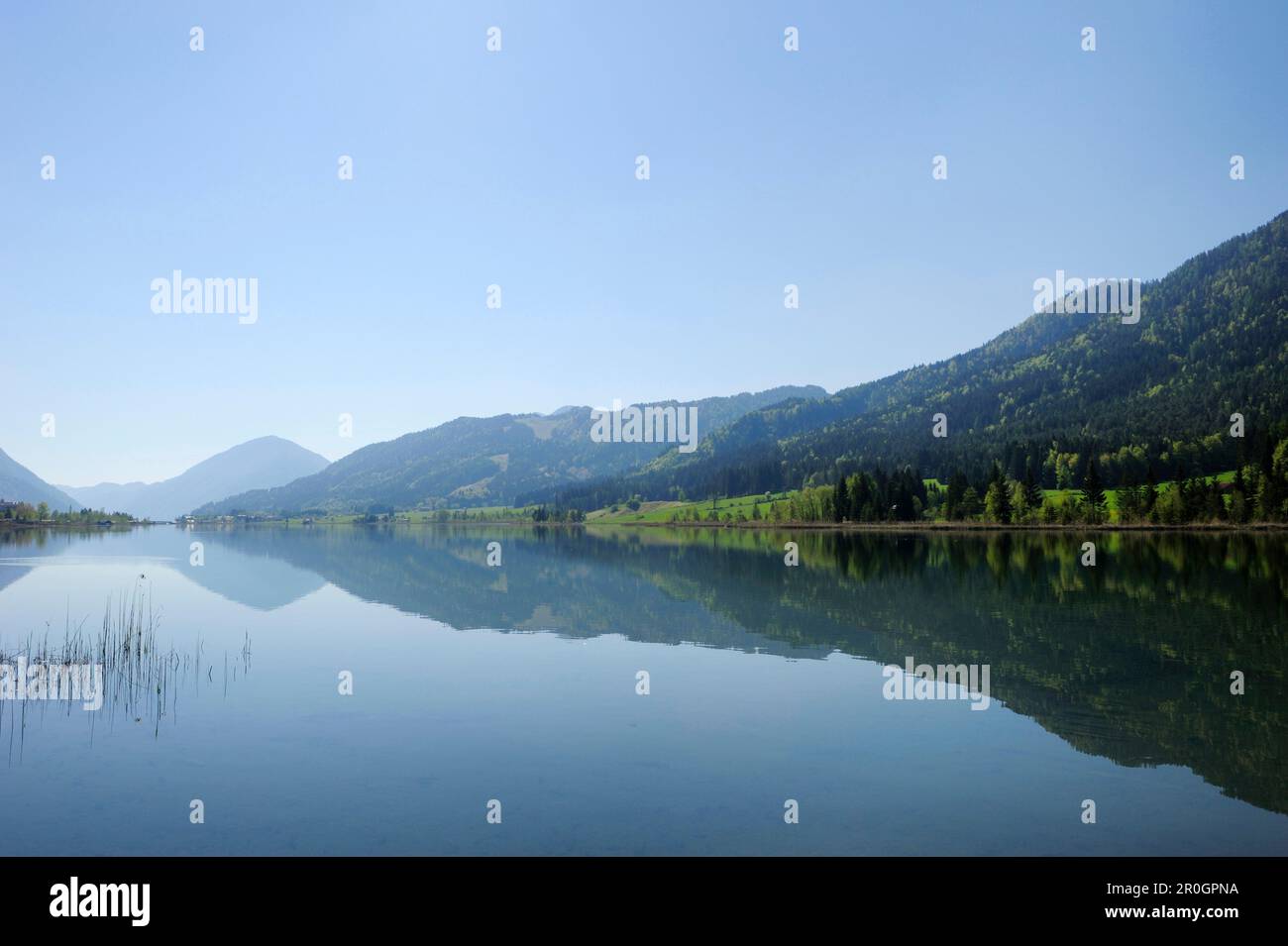 Lake Weissensee in the sunlight, Carinthia, Austria, Europe Stock Photo ...