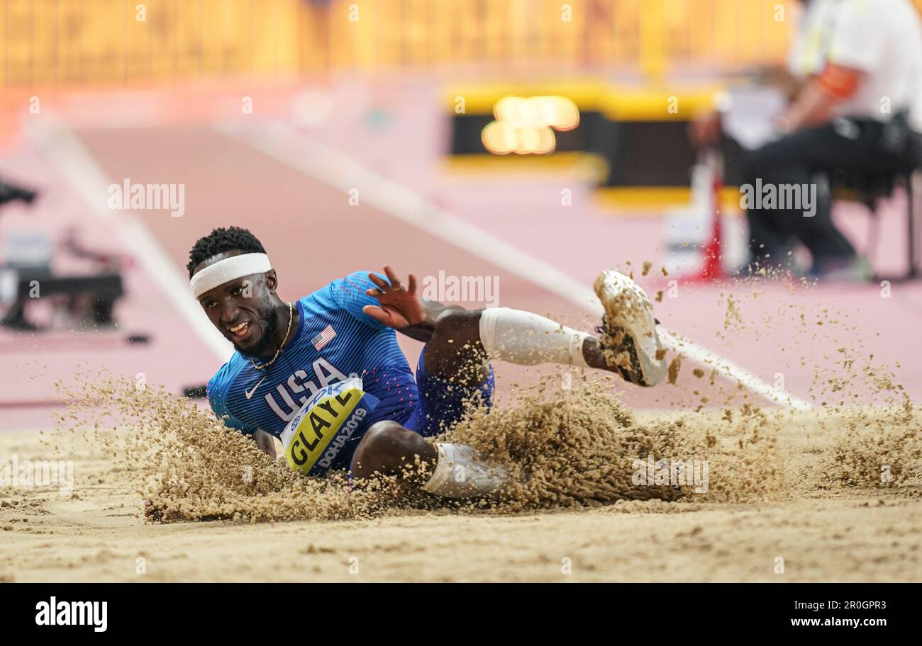 Will Claye in the triple jump at the Doha 2019 World Athletics ...