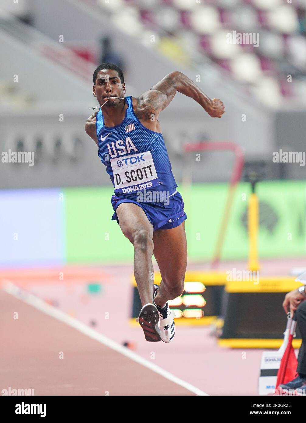 Donald Scott in the triple jump at the Doha 2019 World Athletics ...