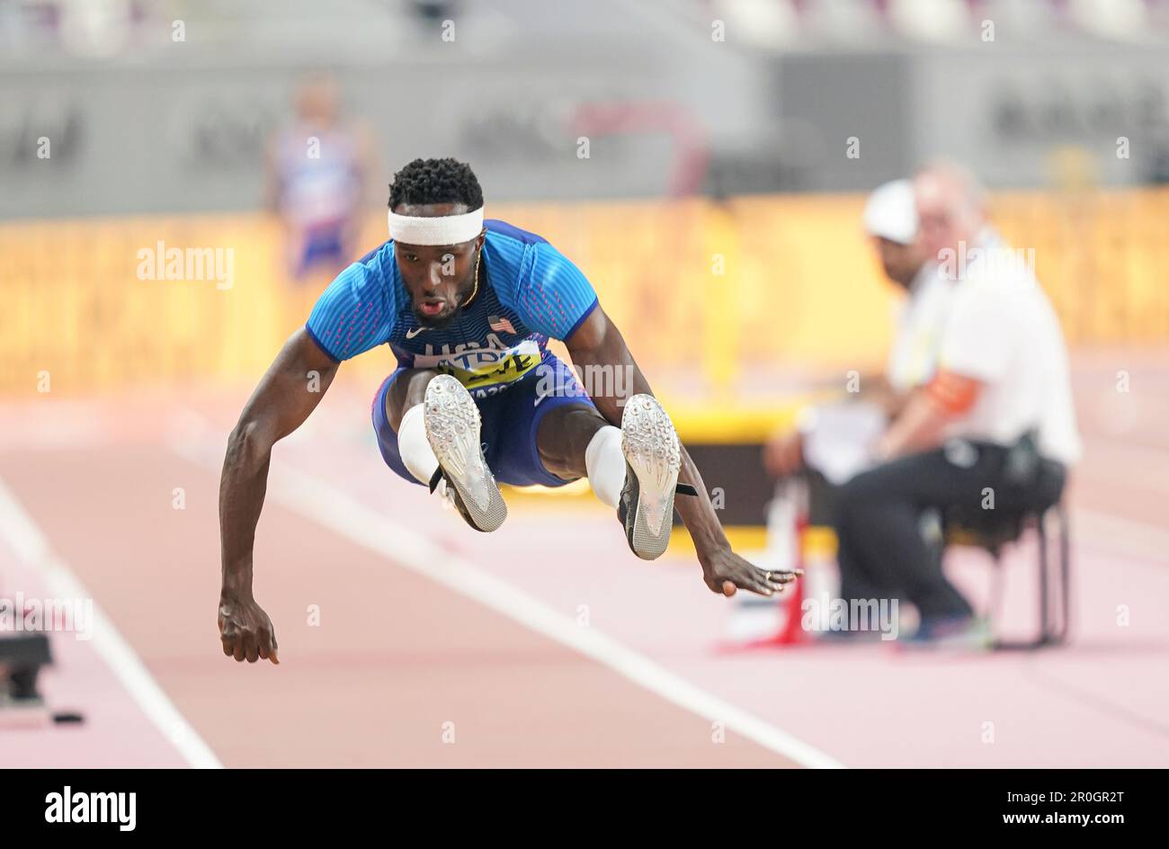 Will Claye in the triple jump at the Doha 2019 World Athletics ...