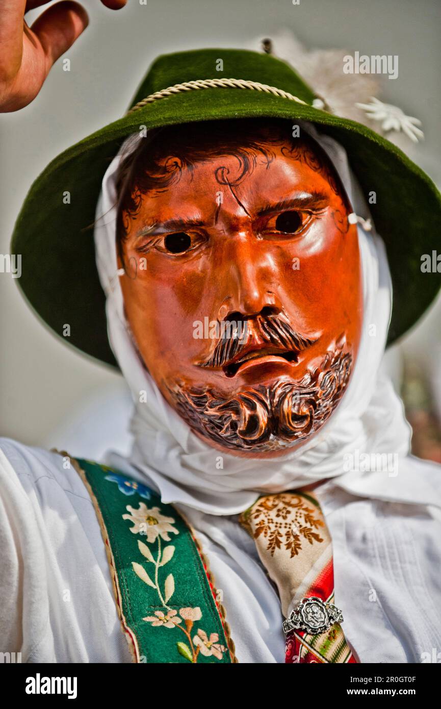 Disguised person with mask, Mittenwald, Bavaria, Germany, Europe Stock ...