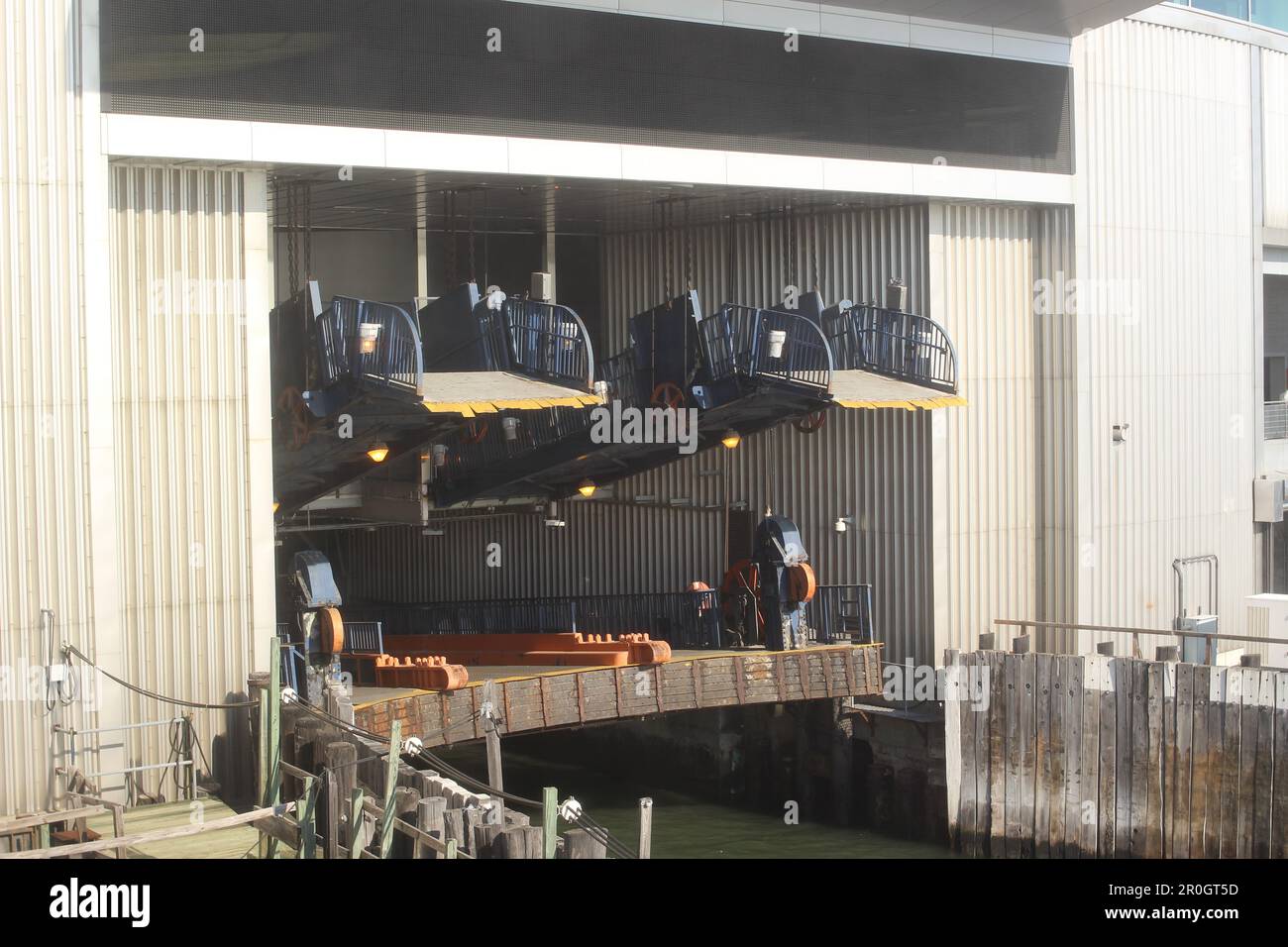 NEW YORK, USA - NOVEMBER 16, 2016 Staten Island Ferry loading ramp ...