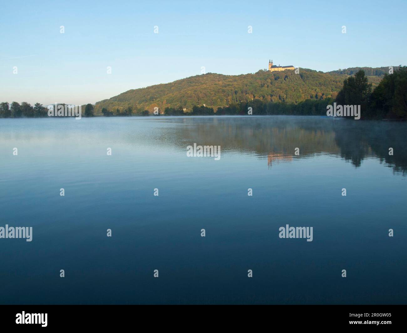 Banz Abbey with Lake Schönbrunner, Upper Main Valley, Franconia ...