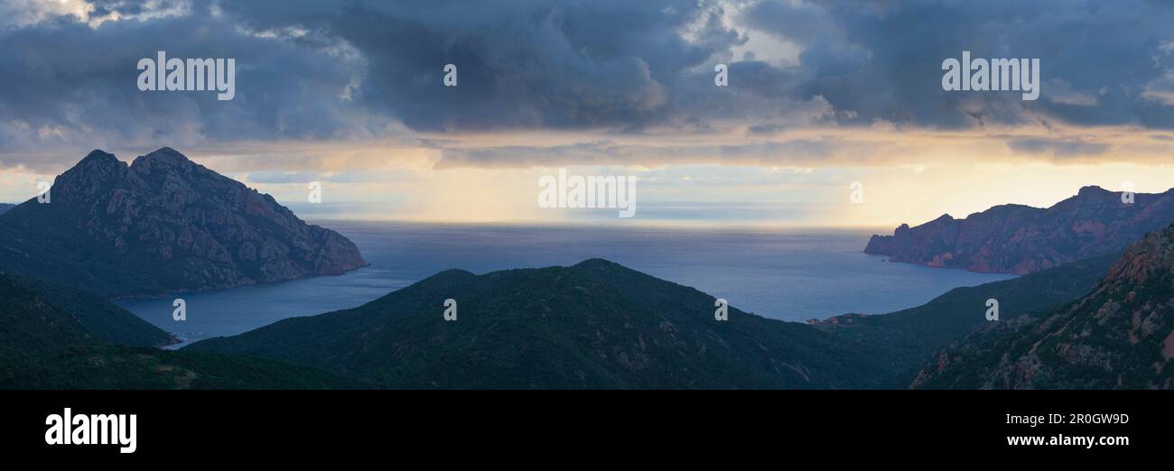 View over girolate bay, Le golfe de Girolata, Col de Palmarella ...