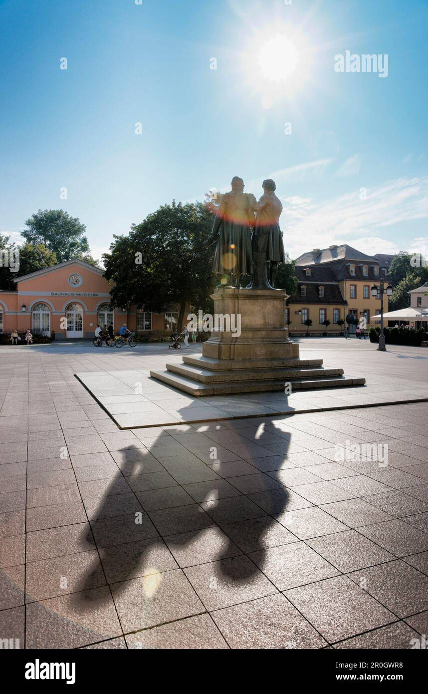 Goethe and Schiller Monument, Theaterplatz, Bauhaus Museum, Weimar ...