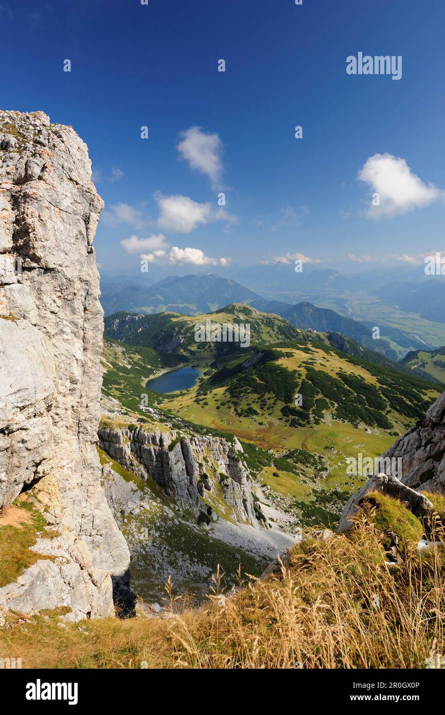 Lake Zireiner See and Inn valley, Rofan mountain range, Brandenberg ...
